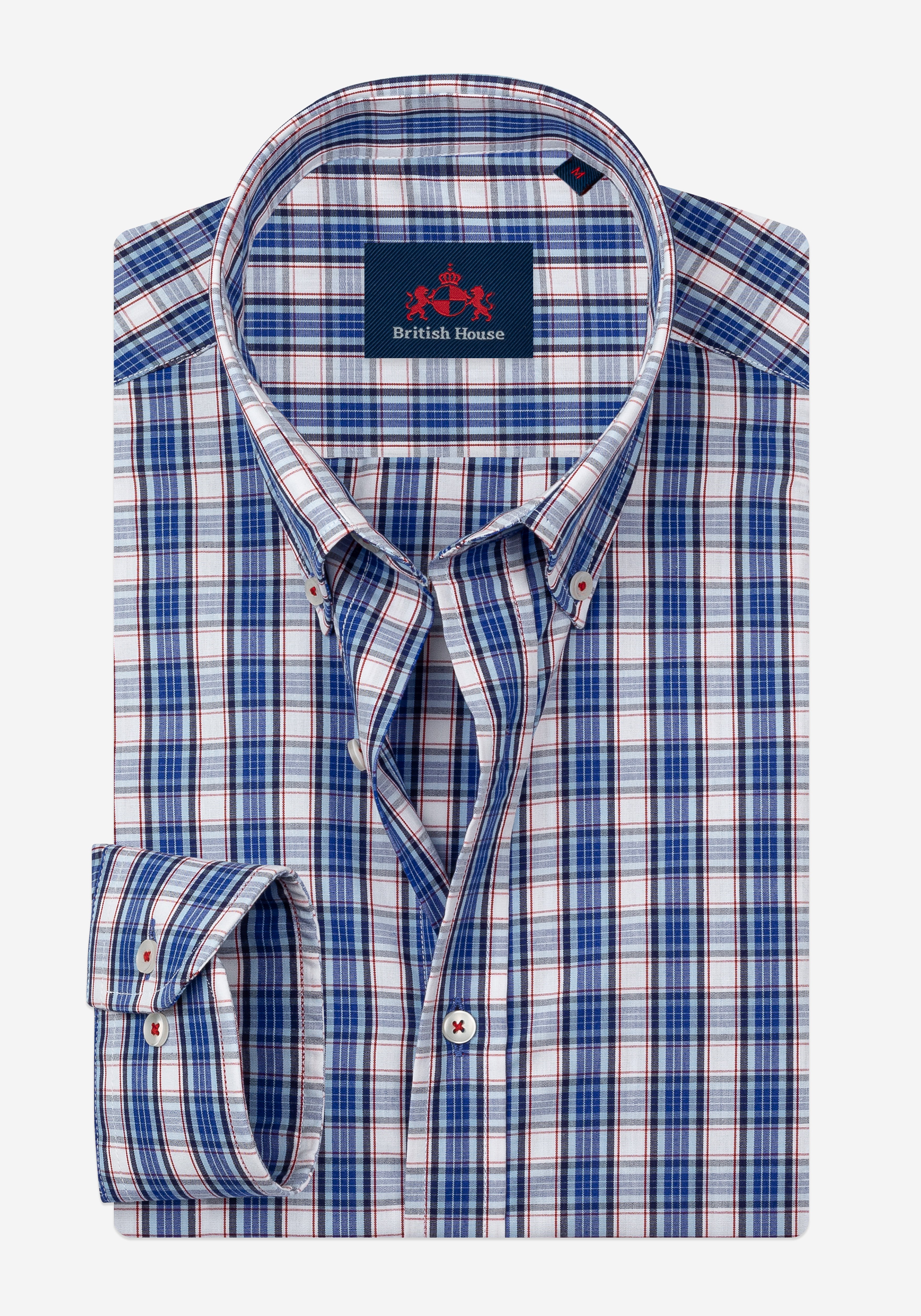 Atlantic Blue Checked Poplin Shirt – British House